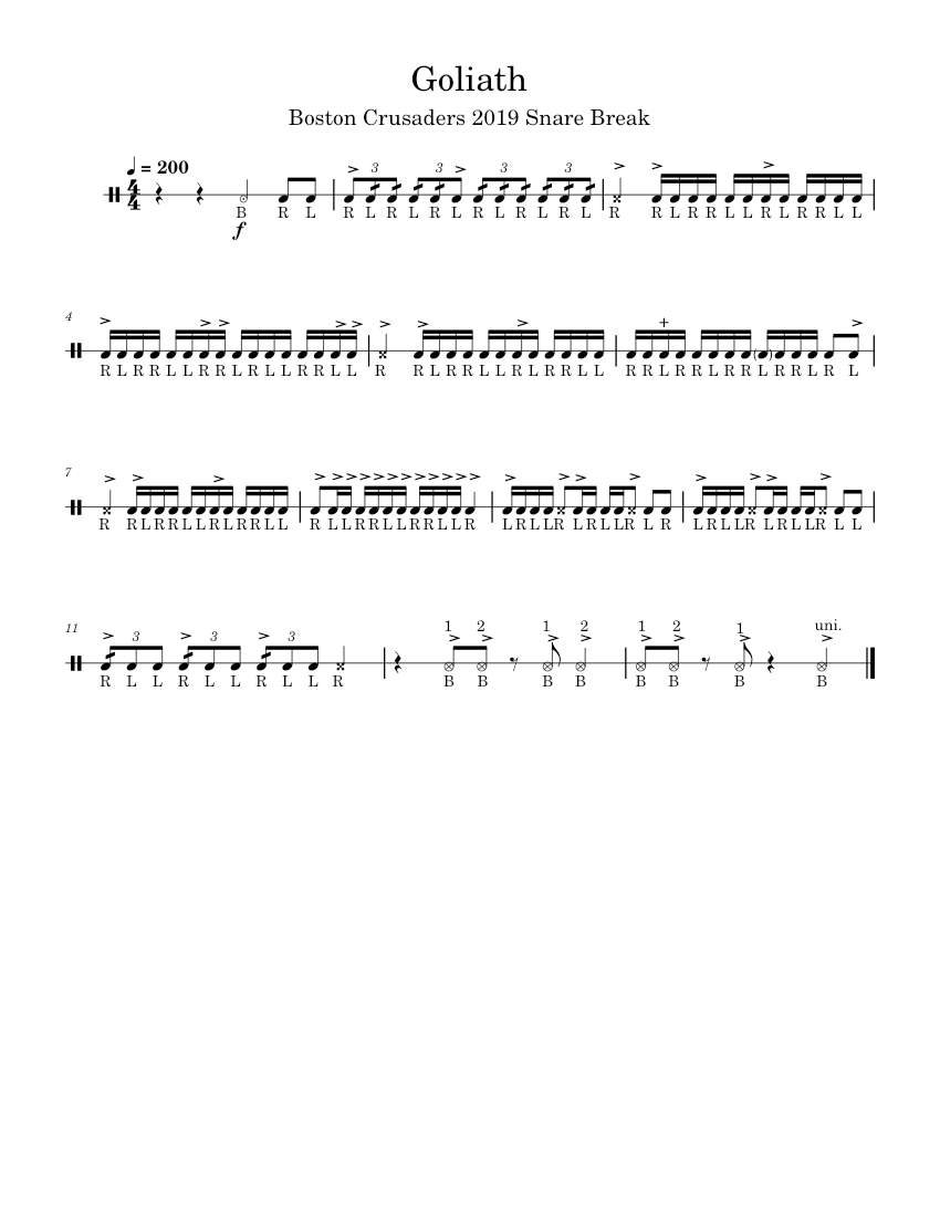 Goliath – Boston Crusaders snare break Sheet Music for Trumpet other ...