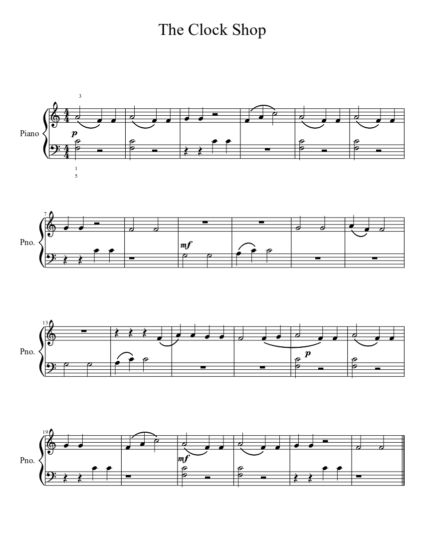 The Clock Shop Sheet Music for Piano (Solo) easy | MuseScore.com