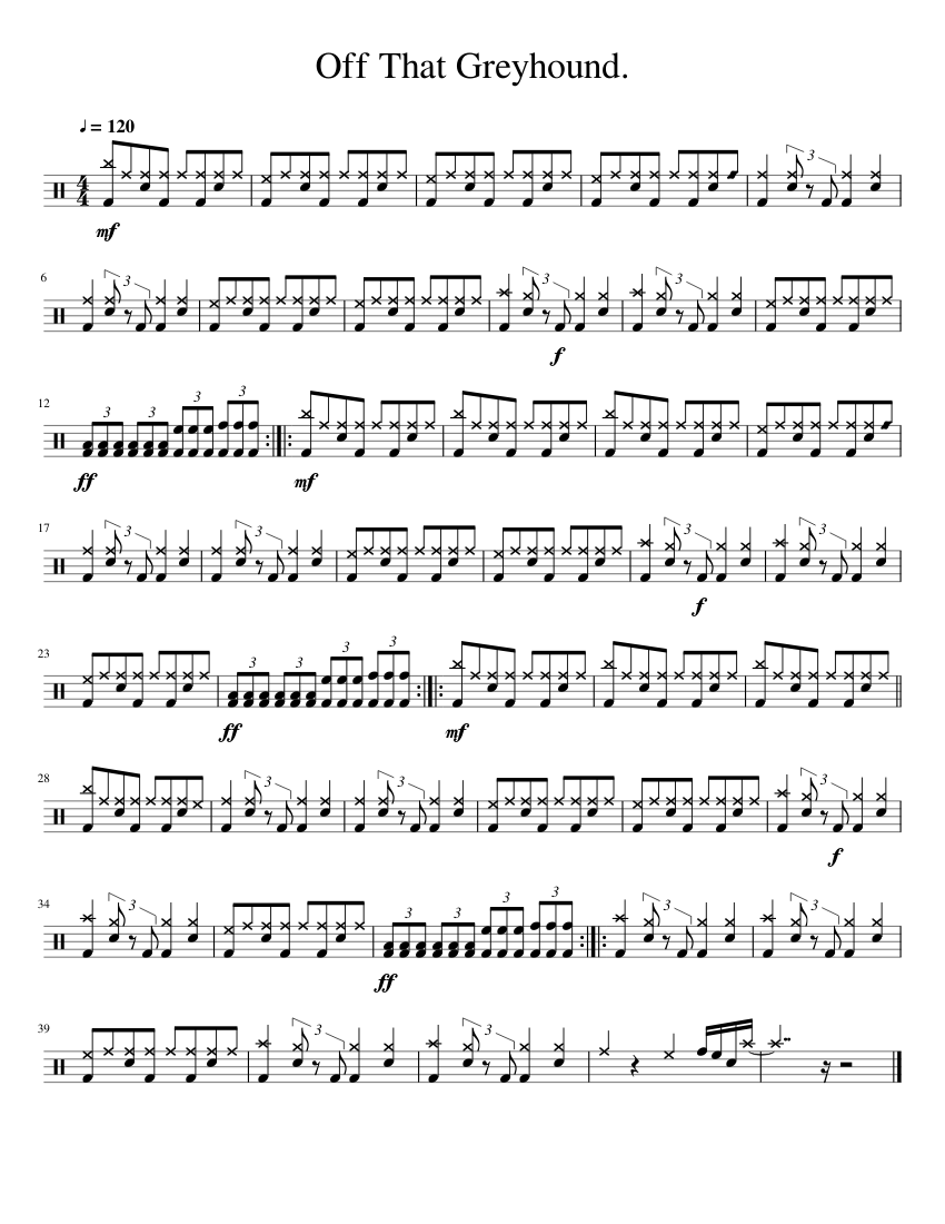 Off That Greyhound. Sheet music for Drum Group (Solo) | Musescore.com