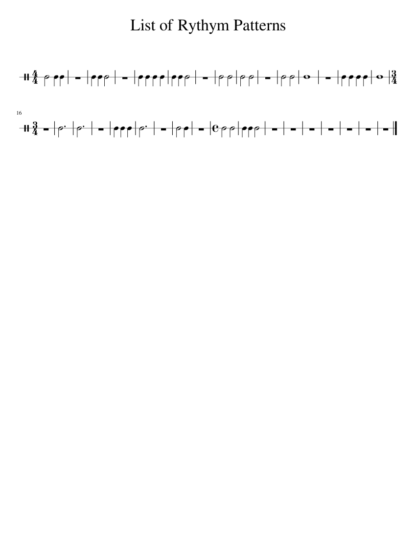 List of Rythym Patterns Sheet music for Triangle (Solo) | Musescore.com