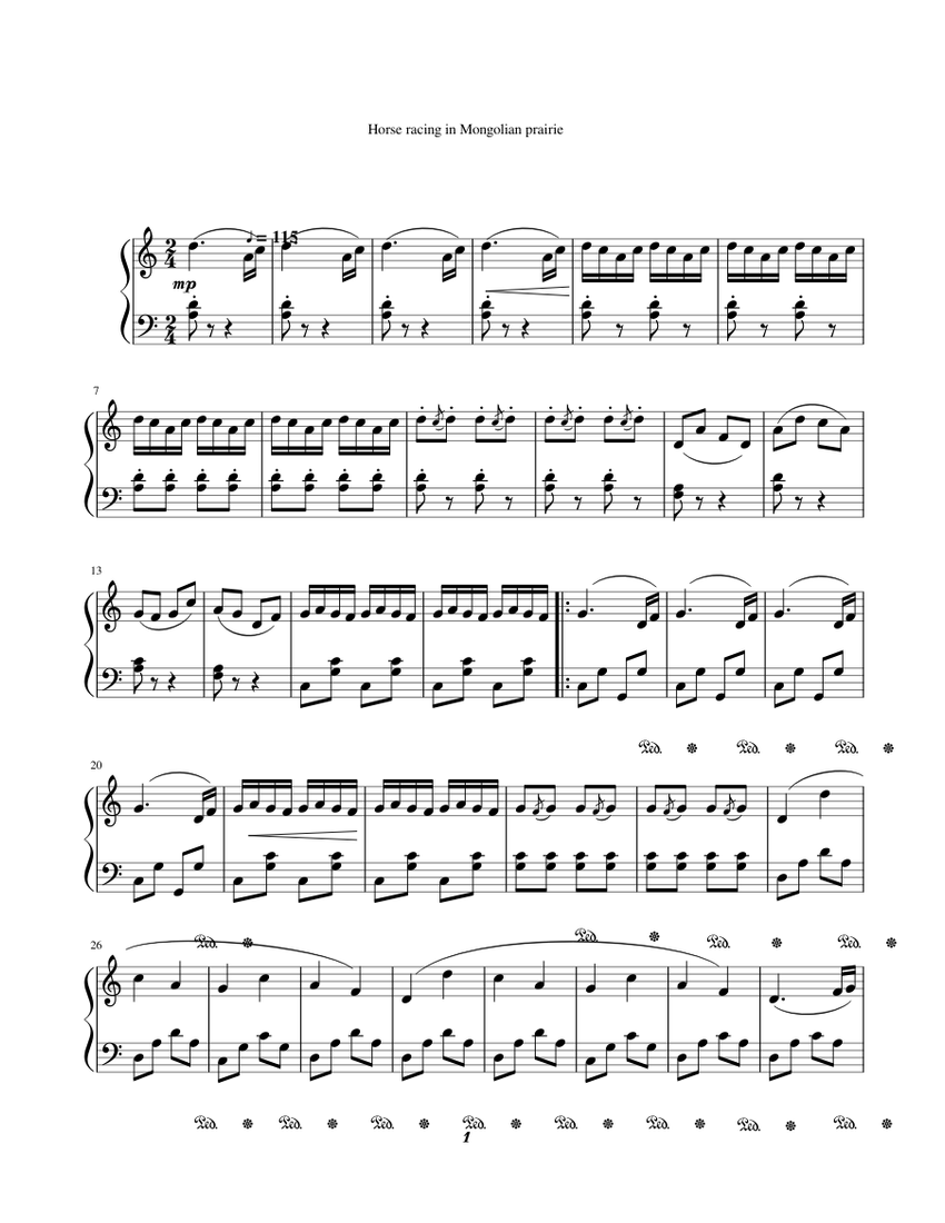 Horse Racing - Huang Haihuai Sheet music for Piano (Solo) Easy ...
