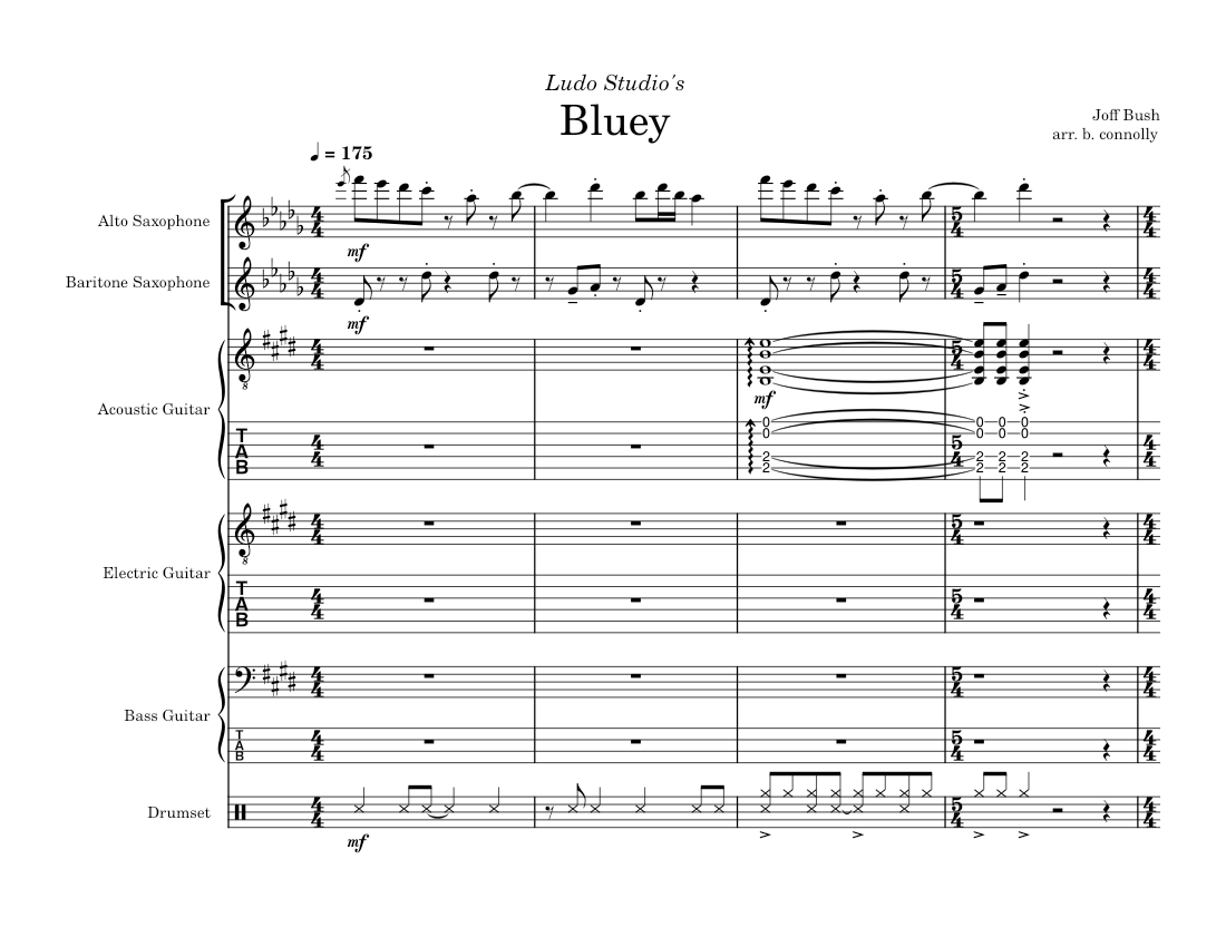 "Bluey" Theme Song (From Ludo Studios' "Bluey") – Joff Bush Sheet music ...