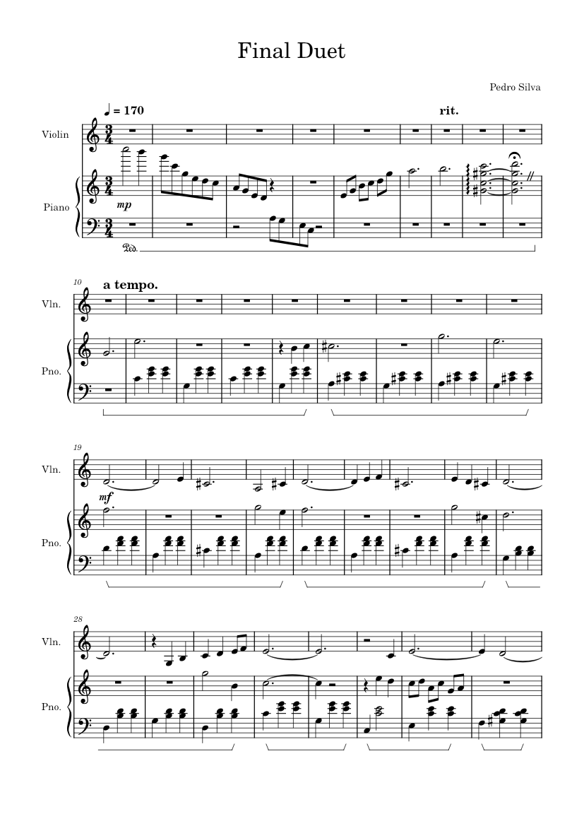Final Duet – Pedro Silva – OMORI Sheet music for Piano, Violin (Mixed ...