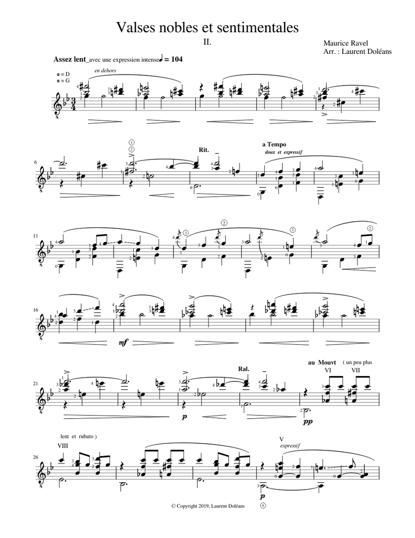 Valses nobles et sentimentales – Maurice Ravel Sheet music for Guitar (Solo) | Musescore.com
