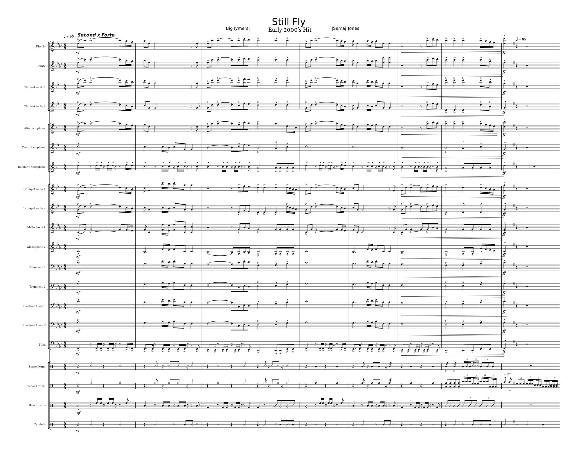 Still Fly Marching Band Sheet Music for Trombone, Tuba, Flute, Oboe & more instruments (Marching ...