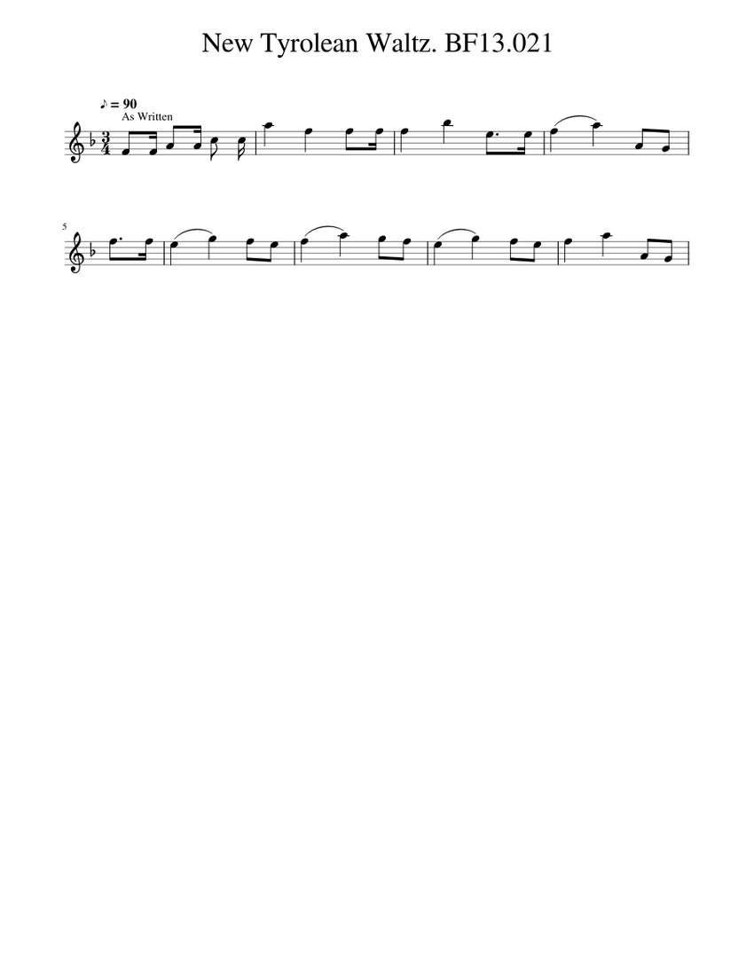 New Tyrolean Waltz. BF13.021 Sheet music for Piano (Solo) | Musescore.com