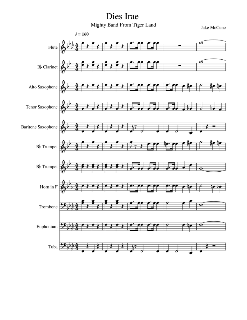 Dies Irae Sheet music for Trumpet (In B Flat), Trombone, Flute ...