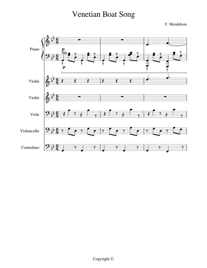 Kalani Busby Venetian Boat Song piano only 1 Sheet music for Piano ...