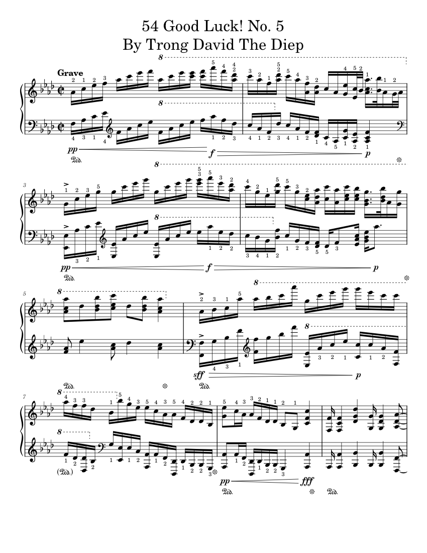( 54 ) Good Luck! No. 5 by Trong David The Diep Sheet music for Piano ...