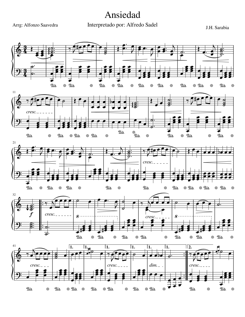 Ansiedad Sheet music for Piano (Solo) Easy | Musescore.com