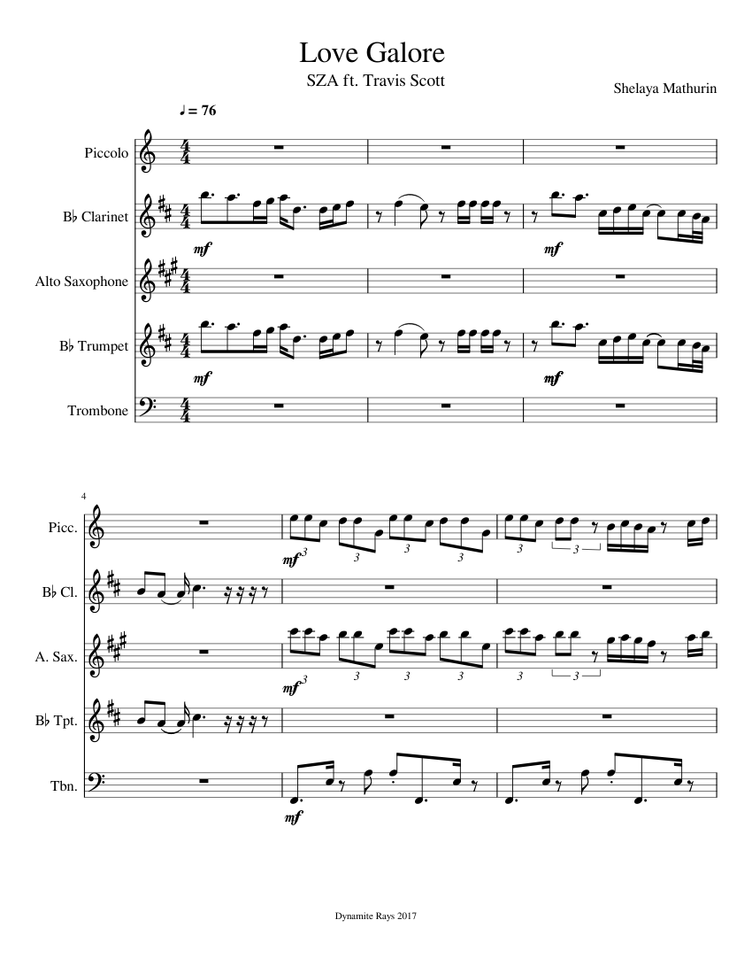 Love Galore Sheet Music for Trombone, Flute piccolo, Clarinet in b-flat ...