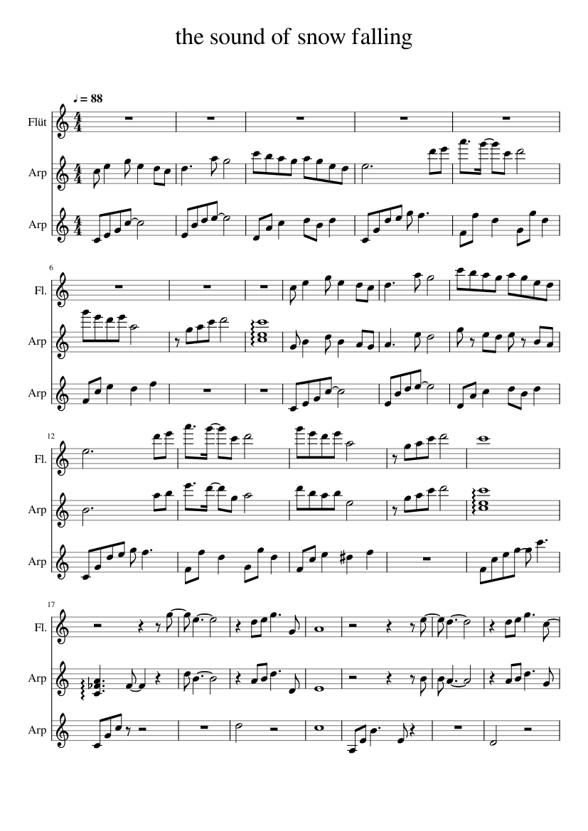 the sound of snow falling Sheet music for Flute, Harp (Mixed Trio ...