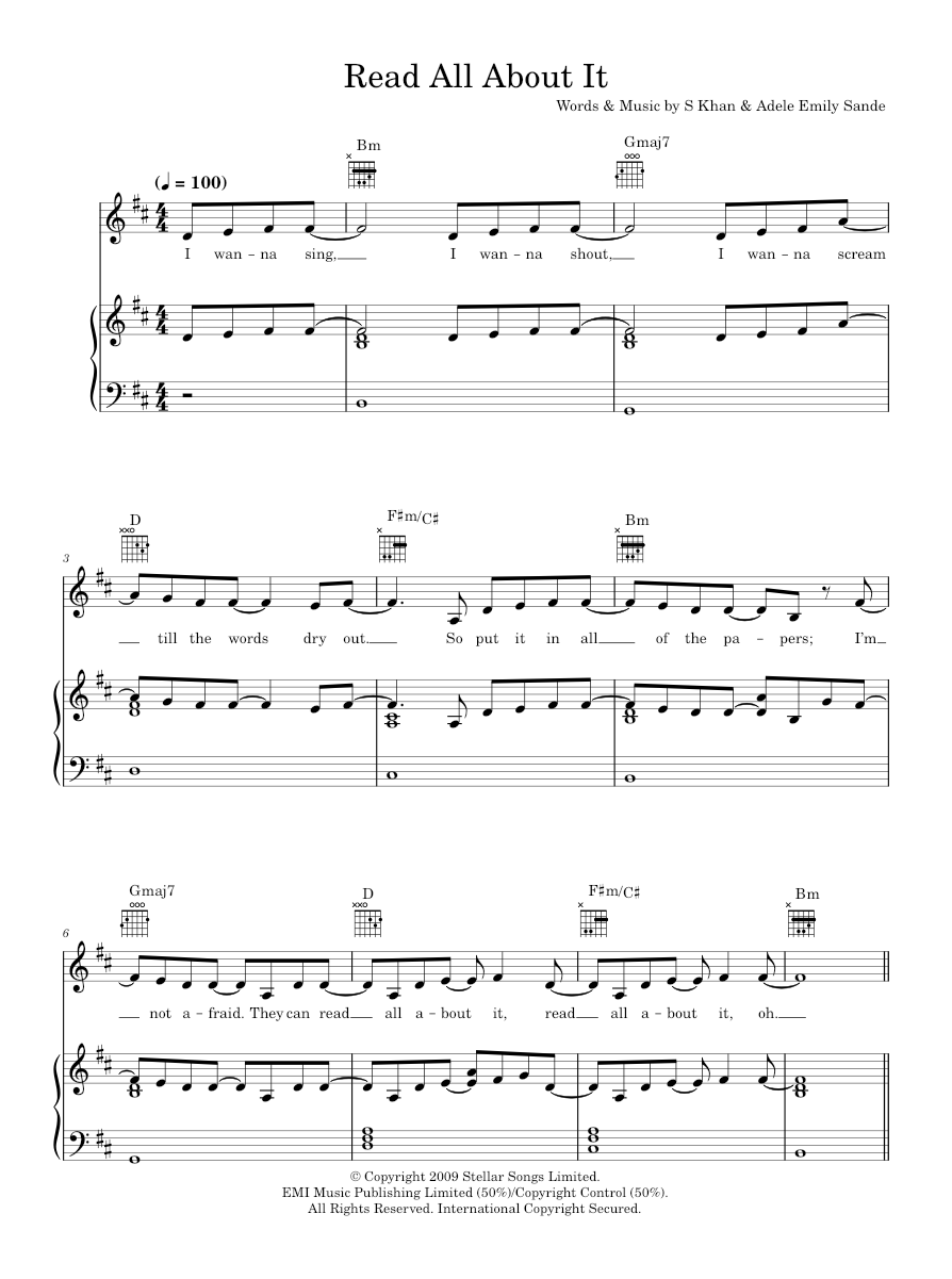 Read All About It Sheet music for Piano, Vocals by Professor Green ...