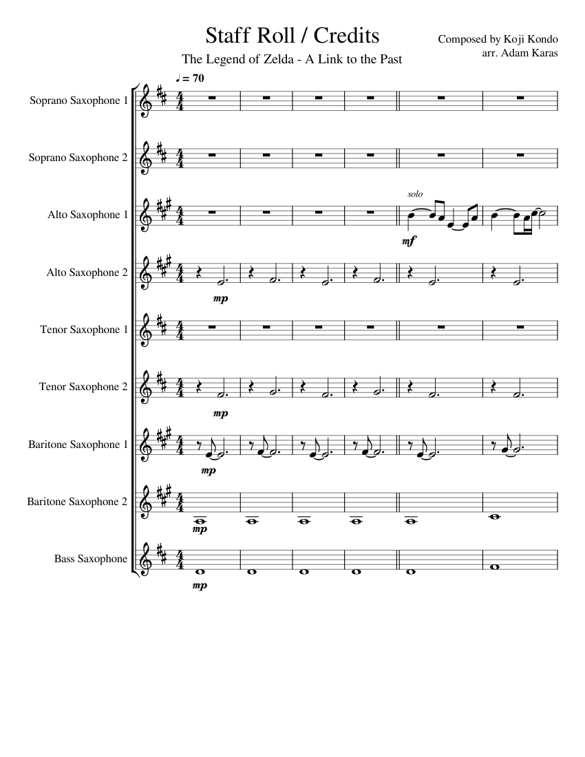 Staff Roll (ALttP) for Sax Choir Sheet music for Saxophone alto ...