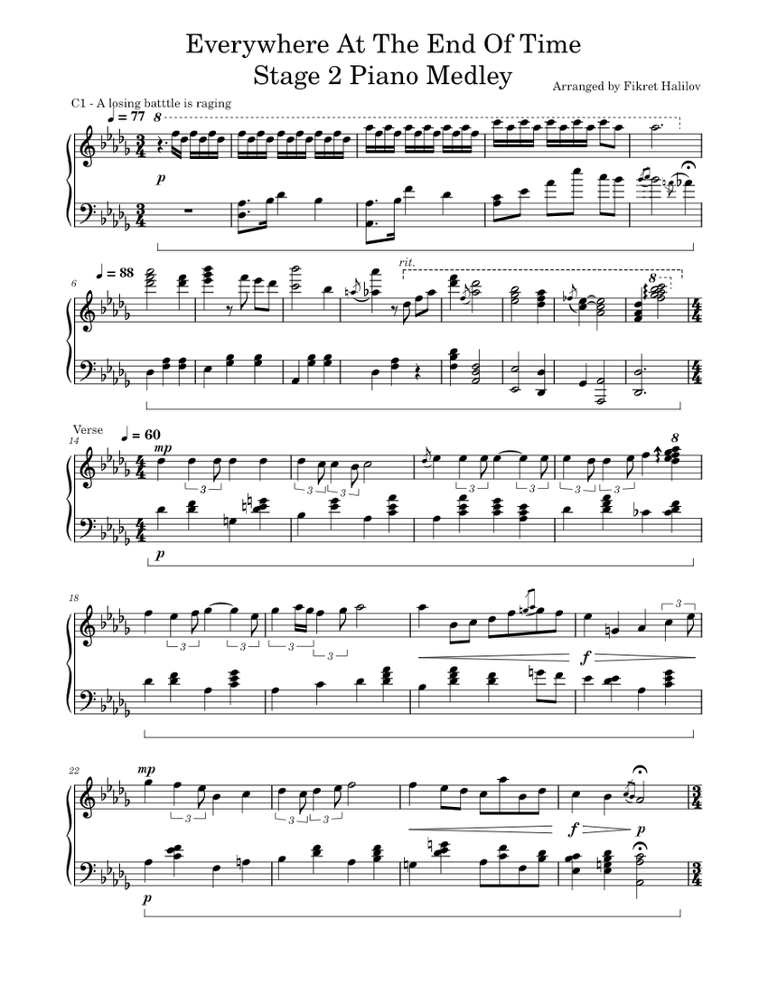 Everywhere at the End of Time - Stage 2 Sheet music for Piano (Solo ...