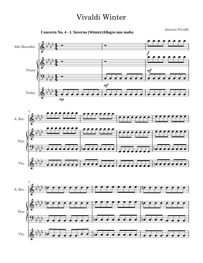 The Four Seasons - Winter – Antonio Vivaldi Antonio Vivaldi Winter ...