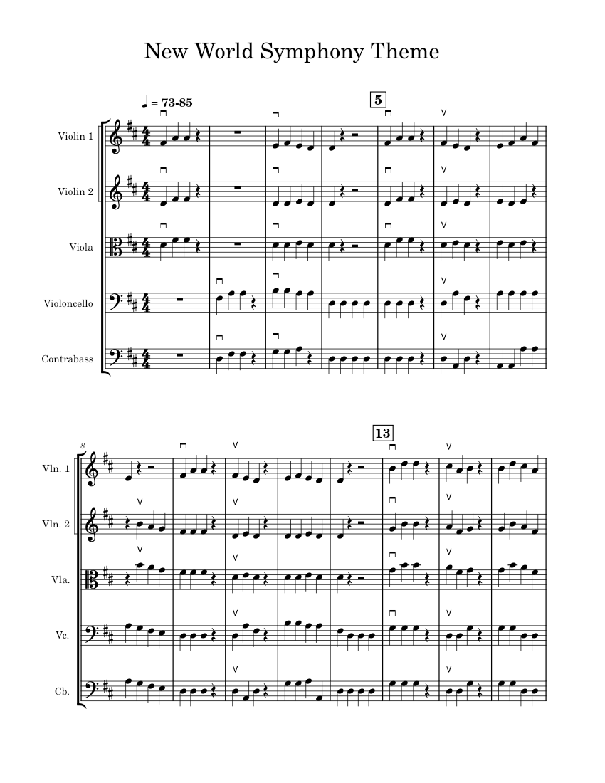 New world symphony theme – Antonín Dvořák Sheet music for Contrabass ...