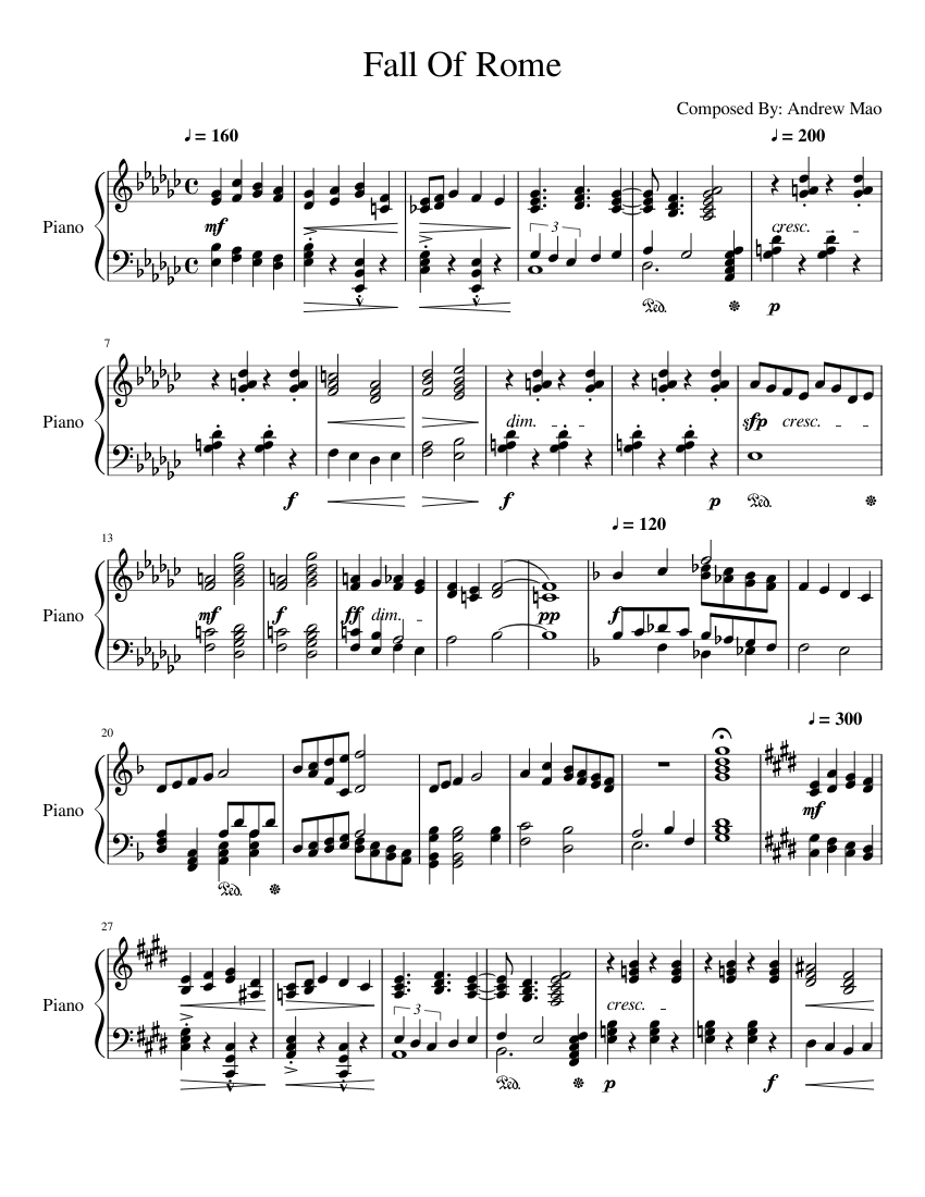 Fall Of Rome Sheet Music for Piano (Solo) | MuseScore.com