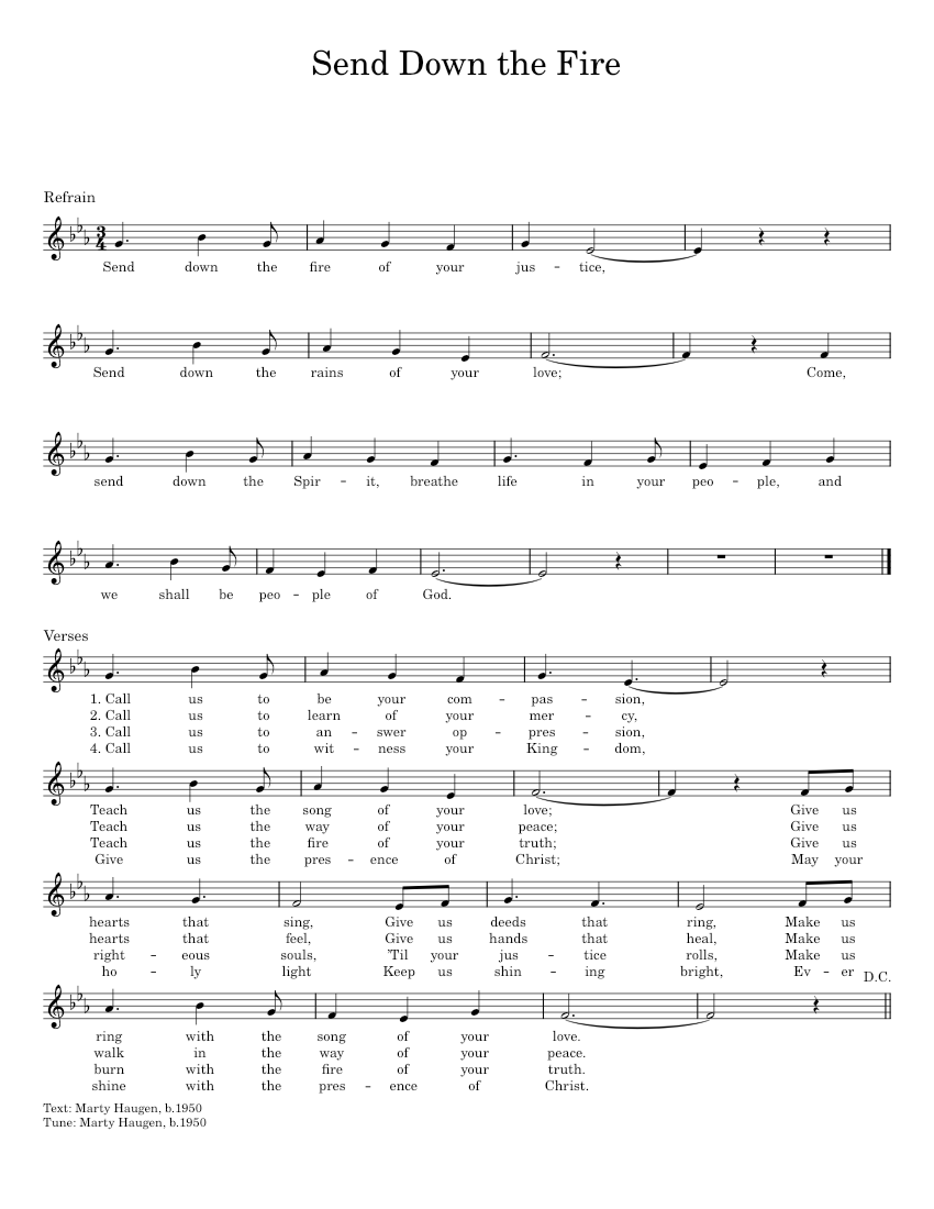 Send Down the Fire - Marty Haugen Sheet music for Synthesizer (Solo ...