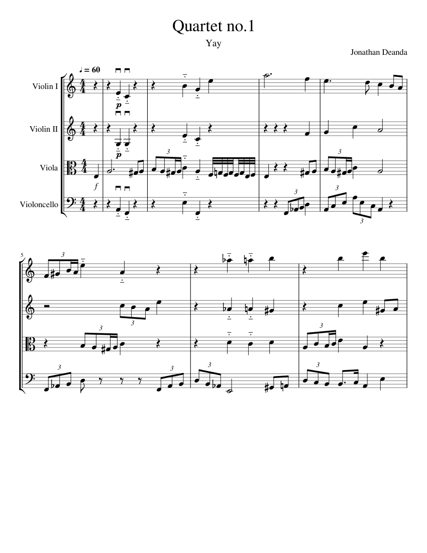 Quartet_no.1 Sheet music for Violin, Viola, Cello (String Quartet ...
