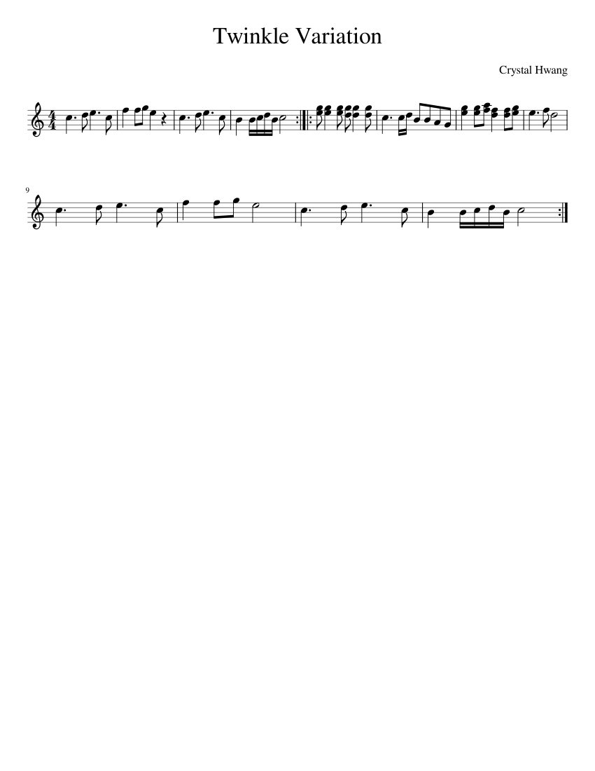 Twinkle_Variation Sheet music for Piano (Solo) Easy | Musescore.com