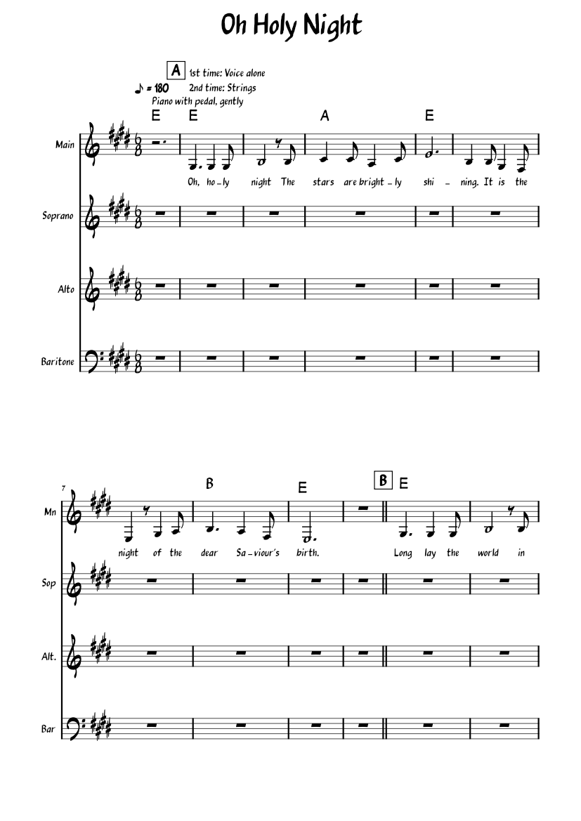 Oh holy night – Misc Traditional Oh Holy Night VOICES Sheet music for ...