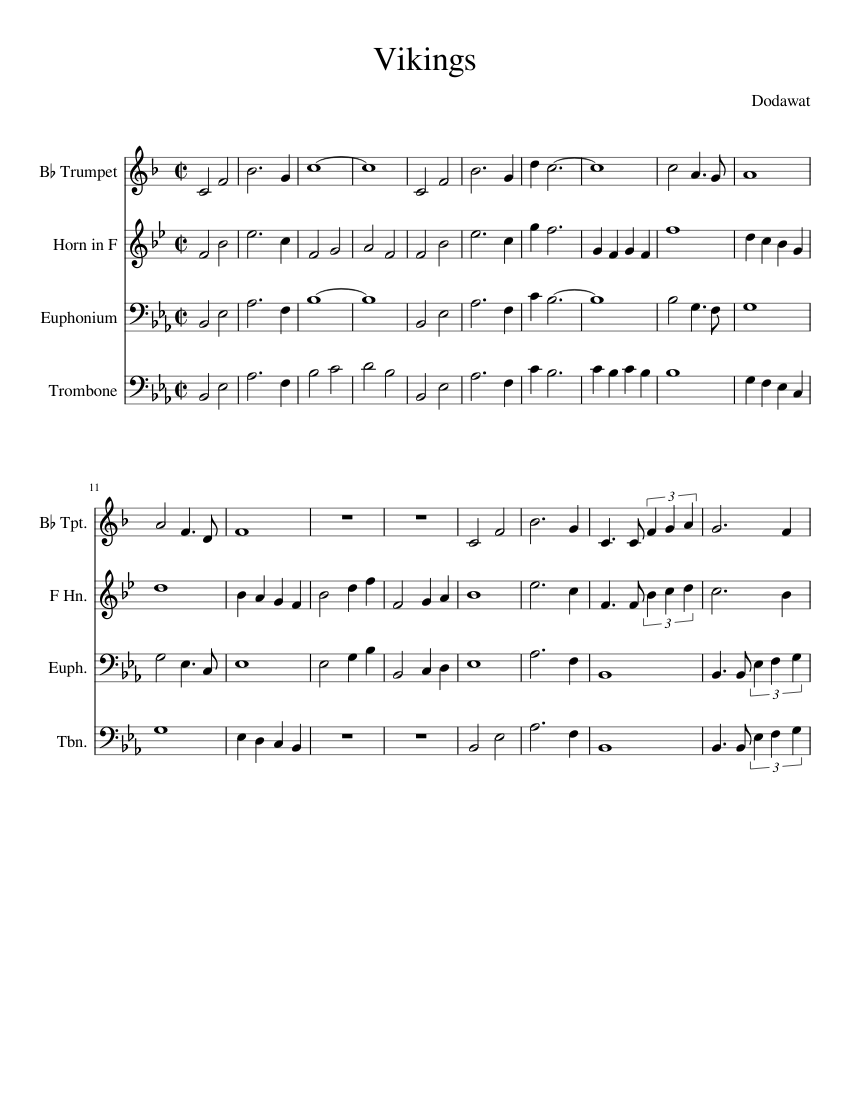 Vikings Sheet music for Trombone, Euphonium, Trumpet in b-flat, French ...