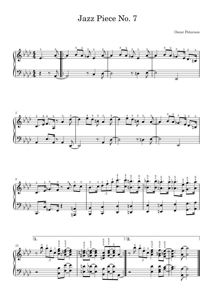 Jazz Piece #7 – Oscar Peterson Sheet Music for Piano (Solo) Easy ...