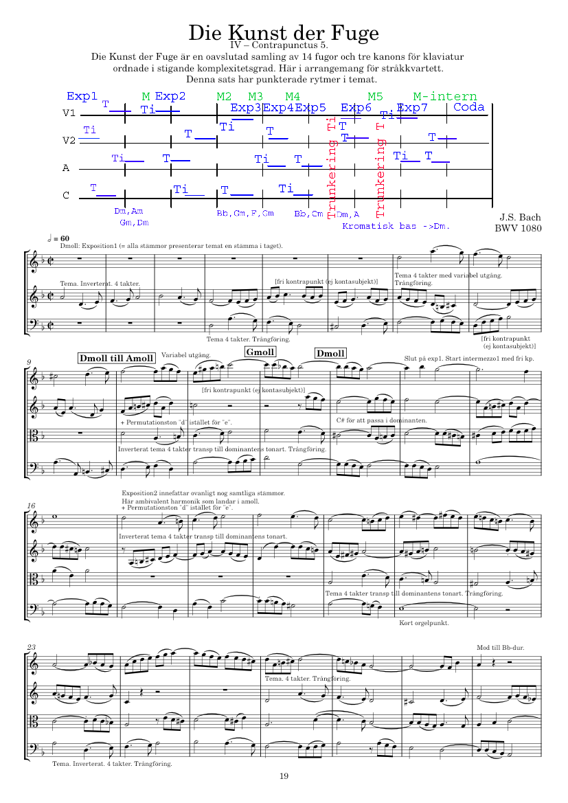 Die Kunst der Fuge, BWV 1080 Mvt 5 - Johann Sebastian Bach Sheet Music ...