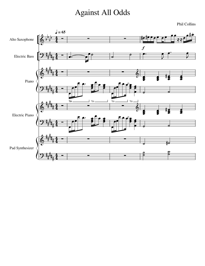 Against All Odds- Phil Collins Sheet music for Piano, Vocals, Guitar, Bass guitar & more ...
