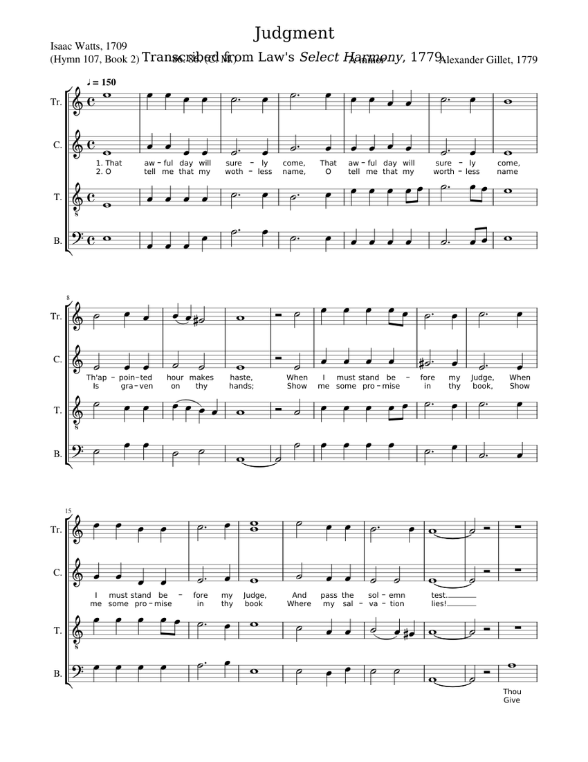 Judgment - Alexander Gillet Sheet music for Tenor, Bass voice, Vocals ...