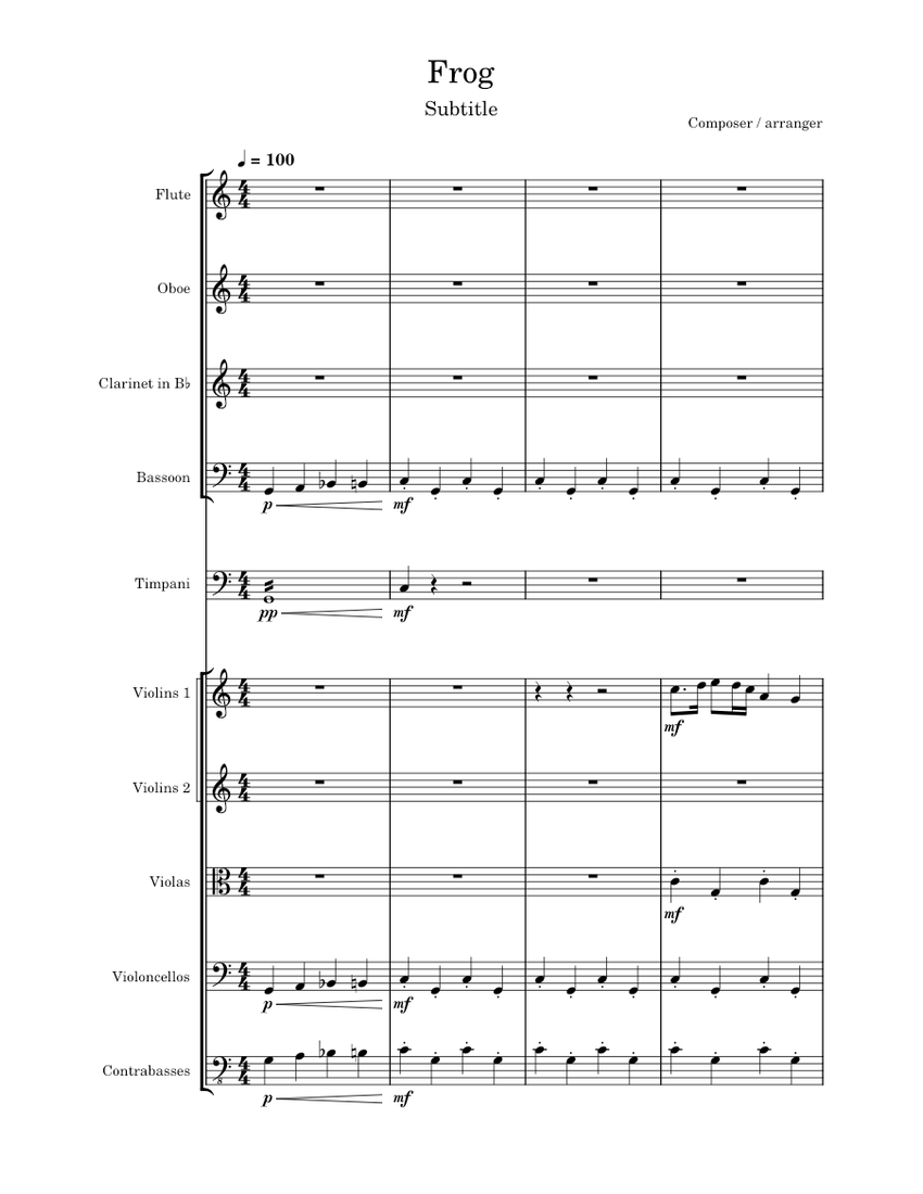 Frog Sheet music for Flute, Oboe, Bassoon, Timpani & more instruments ...