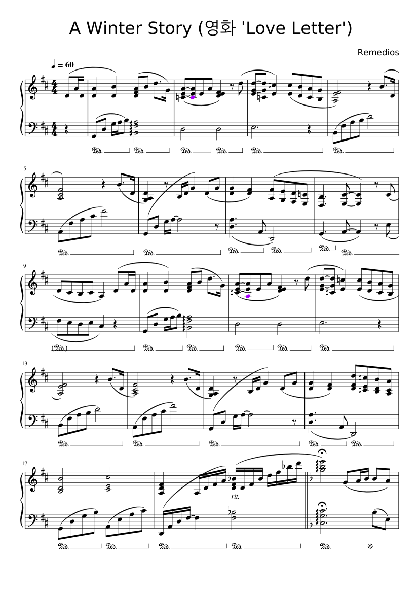 A Winter Story - Remedios Sheet music for Piano (Solo) | Musescore.com