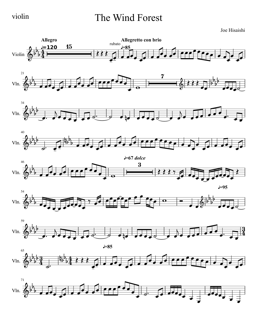 The Wind Forest Violin Sheet Music for Violin (Solo) | MuseScore.com
