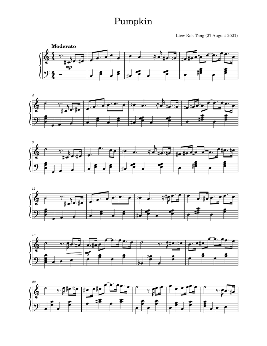 Pumpkin Sheet music for Piano (Solo) Easy | Musescore.com