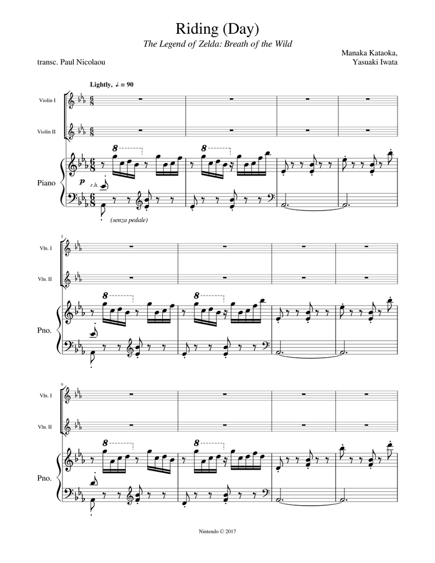 Riding (Day) | Breath of the Wild Sheet music for Piano, Violin (Solo ...