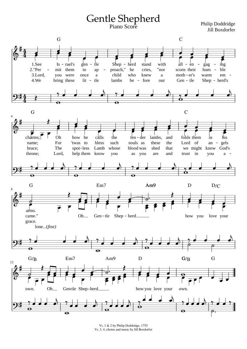 Gentle Shepherd piano score Sheet music for Bass voice, Vocals (Choral ...