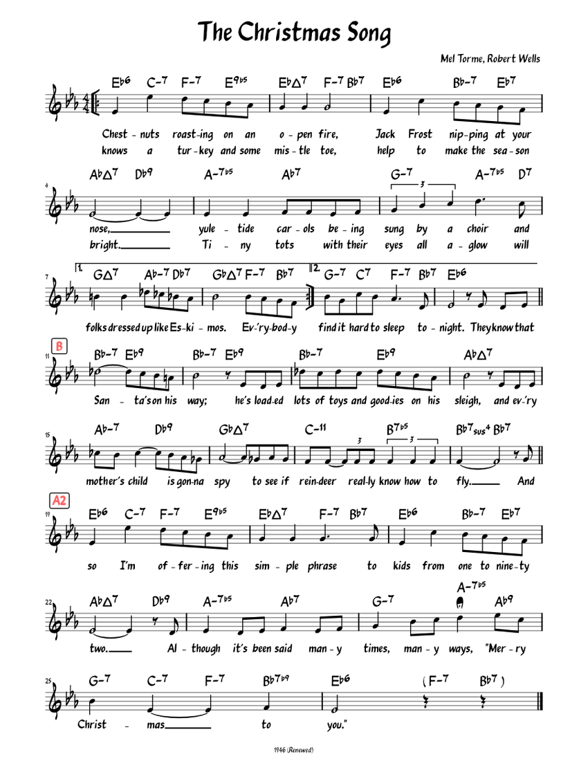 The Christmas Song (Lead sheet with lyrics ) Sheet music for Piano ...