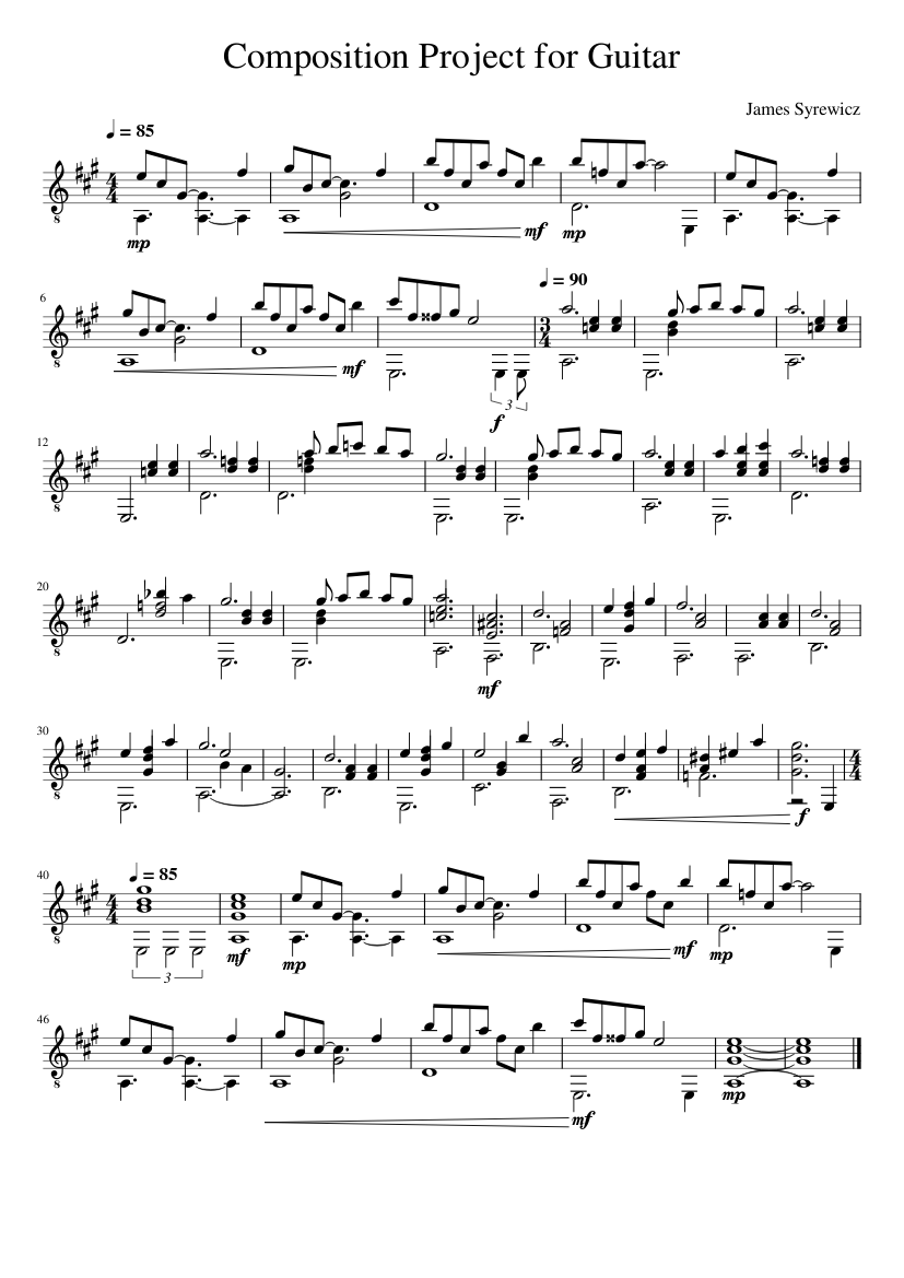 Composition Project for Guitar Sheet music for Guitar (Solo ...