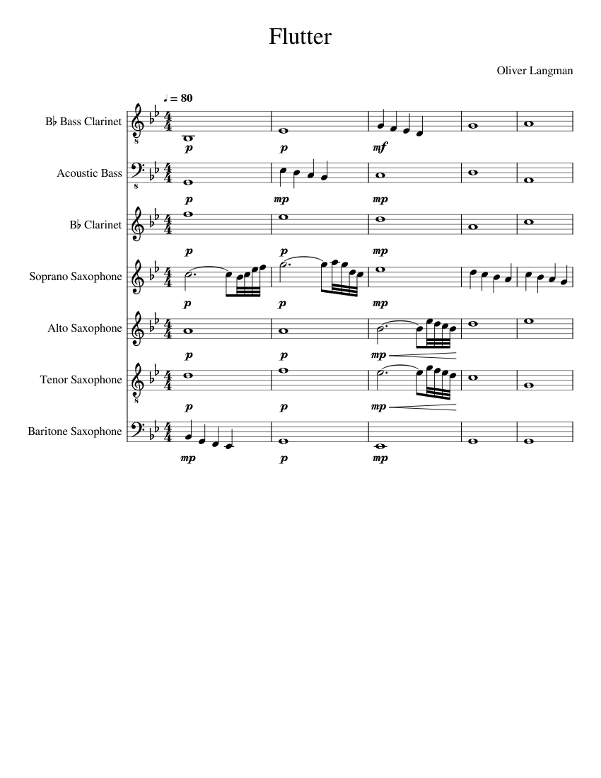 Flutter Sheet music for Clarinet in b-flat, Clarinet bass, Saxophone ...