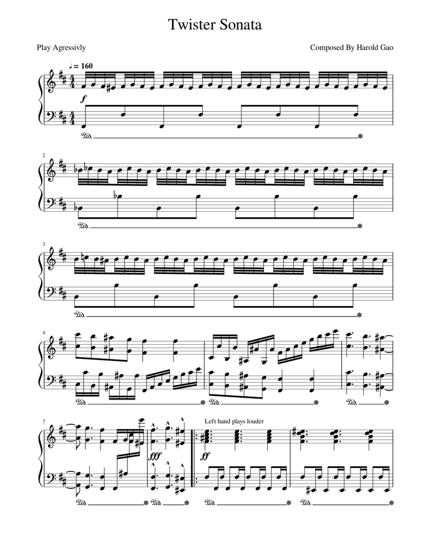 Twister_Sonata Sheet music for Piano (Solo) | Musescore.com