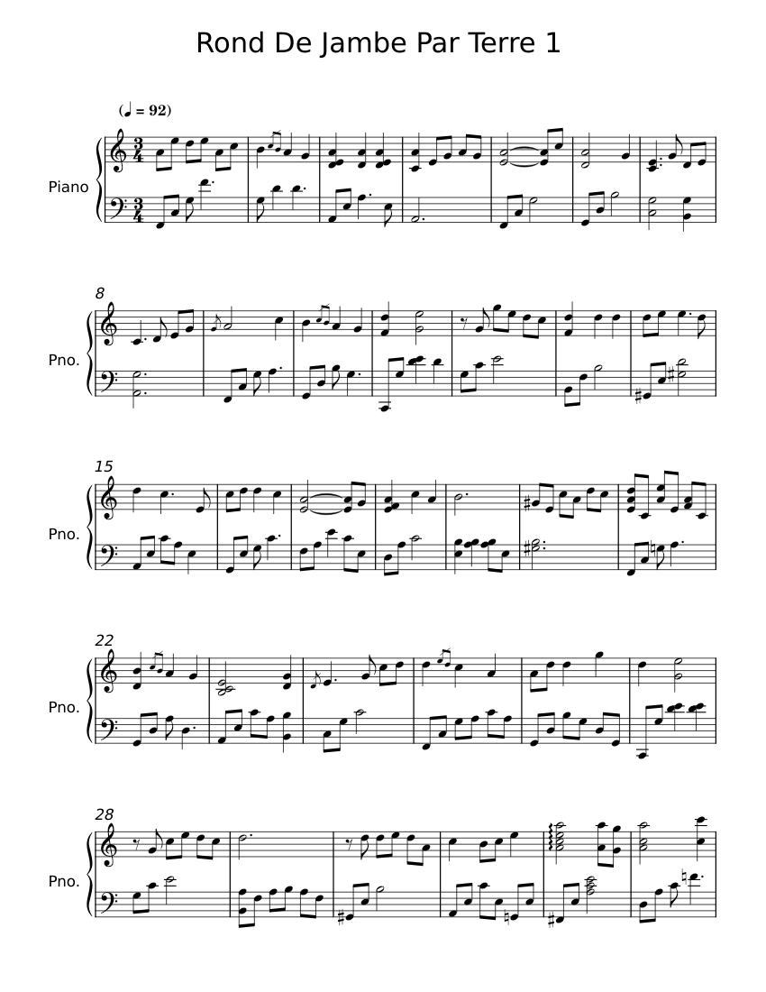 Rond De Jambe Par Terre 1 Sheet music for Piano (Piano Duo) | Musescore.com