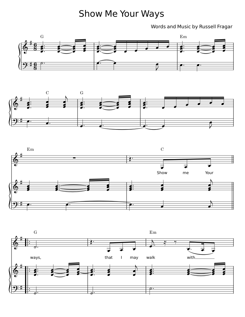 Show me your ways - Russell Fragar Sheet music for Piano, Synthesizer ...