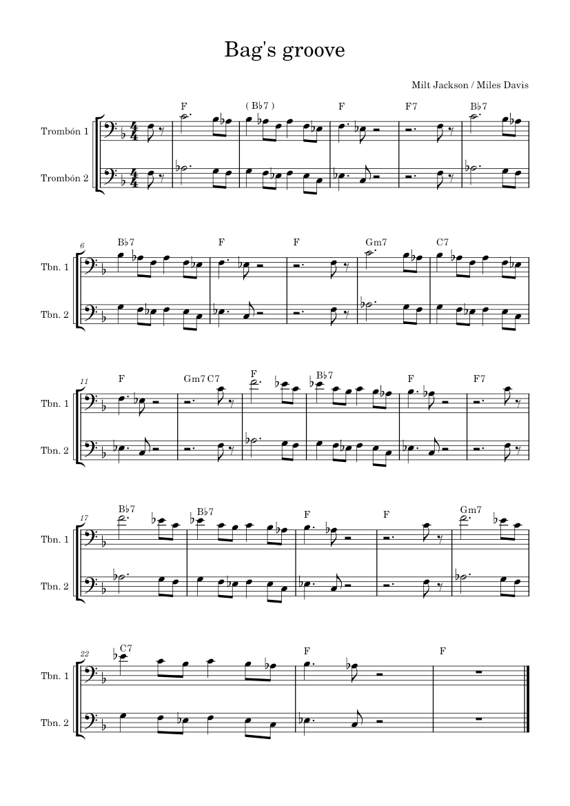 Bag's Groove – Miles Davis Bag's groove Sheet Music with Chords for ...
