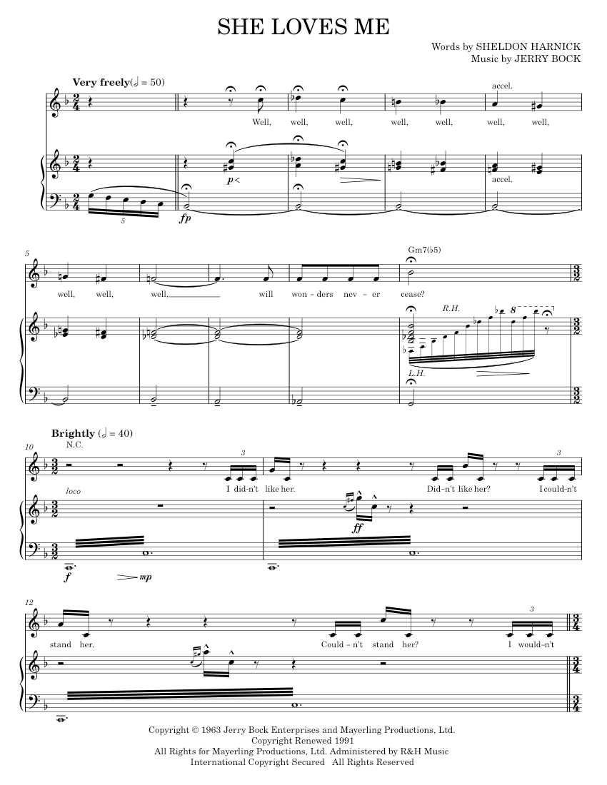 Play Official version of She Loves Me Sheet Music by Bock and Harnick ...