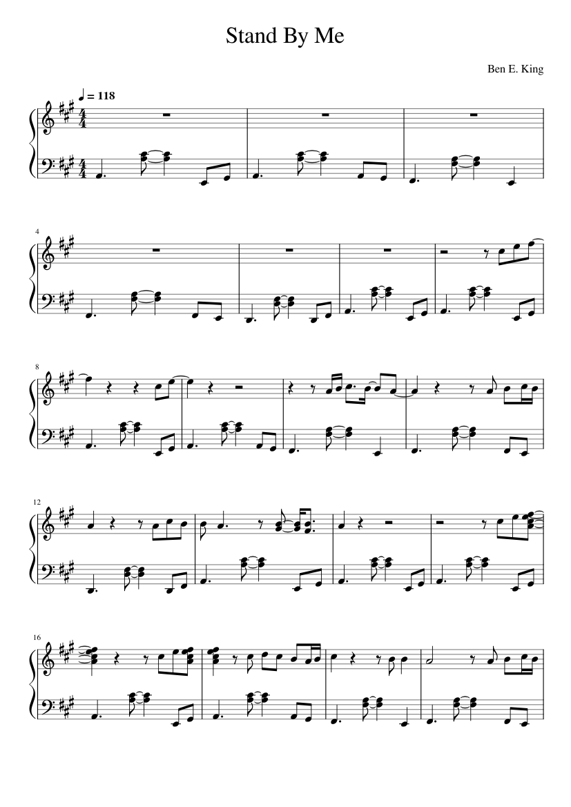 Stand by me – Ben E. King Sheet music for Piano (Solo) Easy | Musescore.com