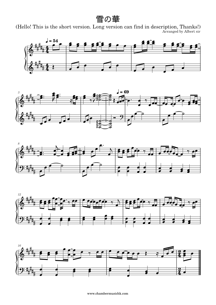 【雪の華】Yuki no hana (中島美嘉) Sheet music for Piano (Solo) Easy | Musescore.com
