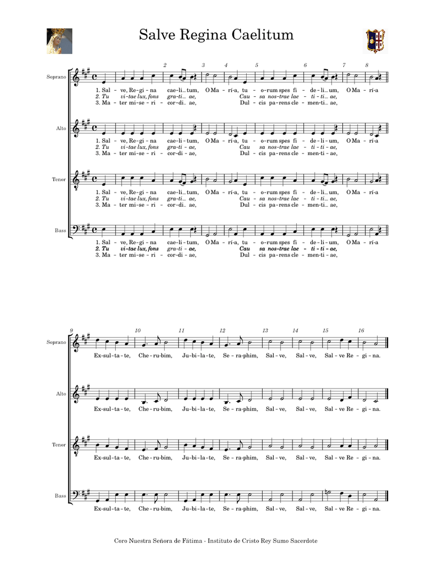 Salve Regina Caelitum Sheet music for Soprano, Alto, Tenor, Bass voice (Choral) | Musescore.com