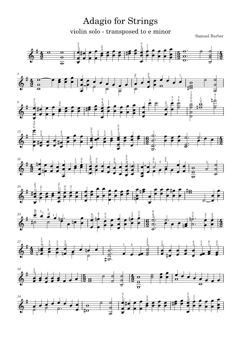 Adagio for Strings – Samuel Barber Sheet Music for Violin (Solo) | MuseScore.com