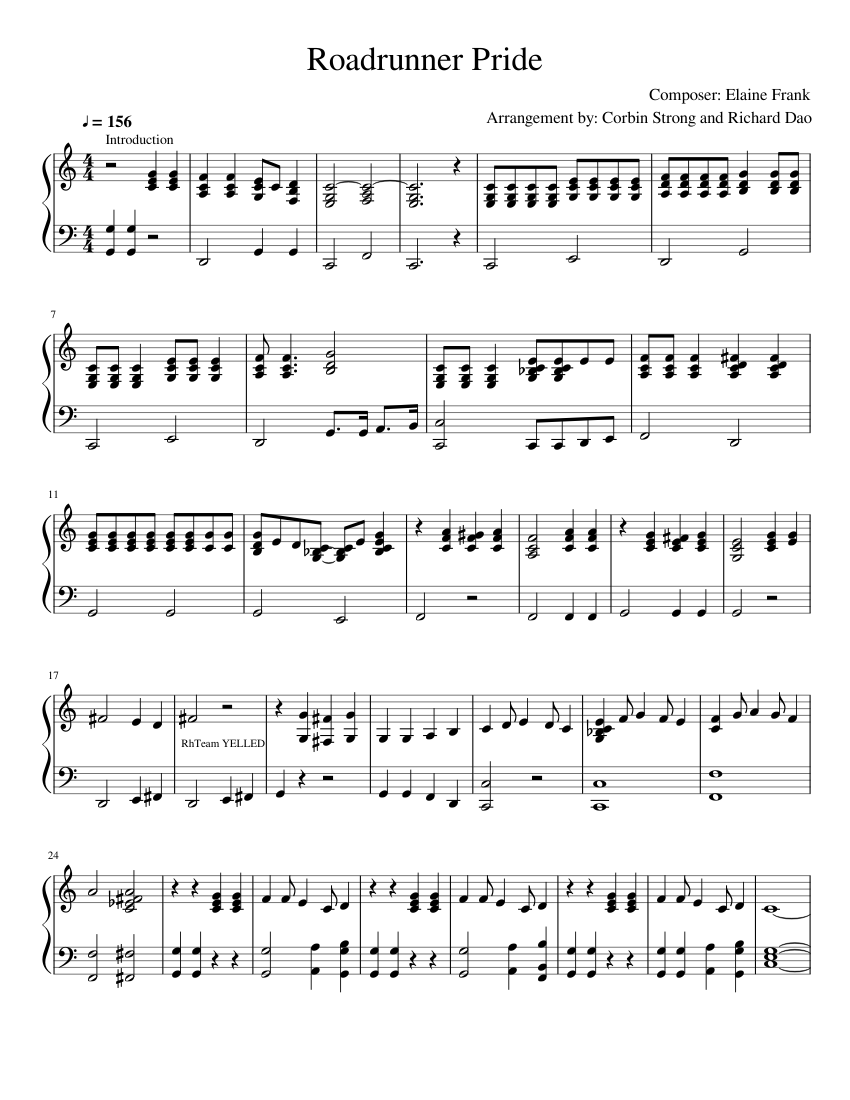 Donald Rheem Elementary School Songs: Roadrunner Pride Sheet music for ...